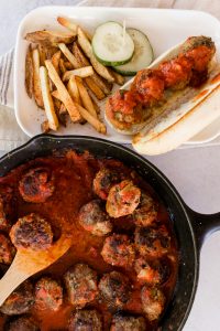 Homemade Stovetop Meatballs with Marinara Sauce - Cast Iron Skillet Cooking