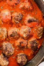Homemade Stovetop Meatballs with Marinara Sauce - Cast Iron Skillet Cooking