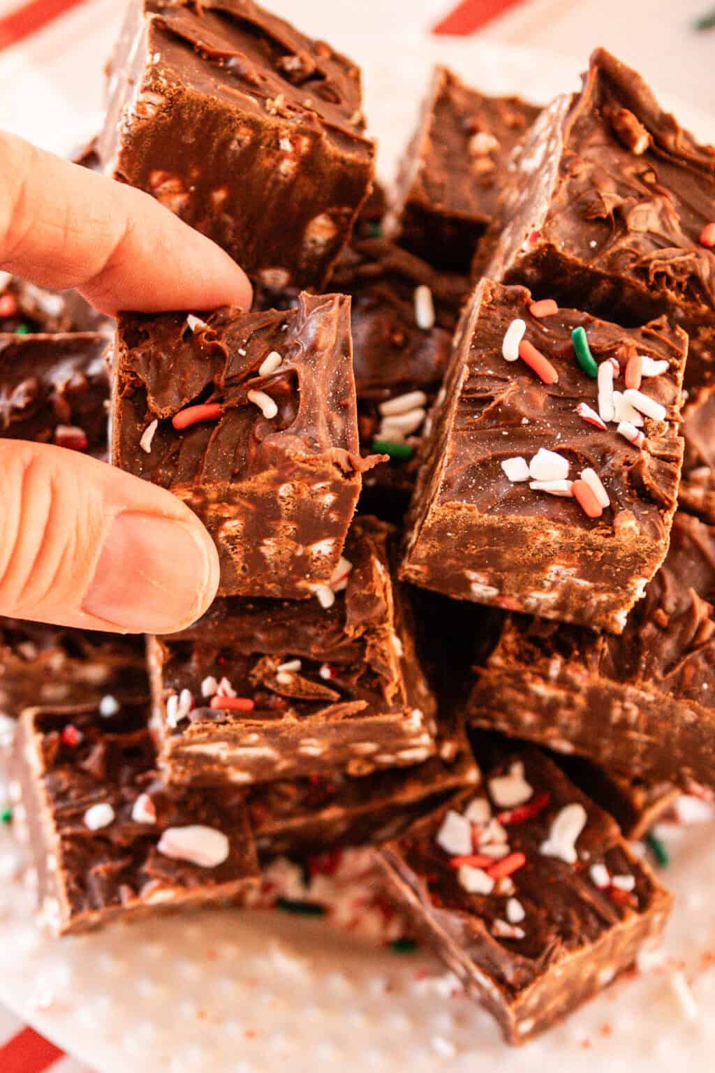 Candy Cane Christmas Fudge - Cast Iron Skillet Cooking