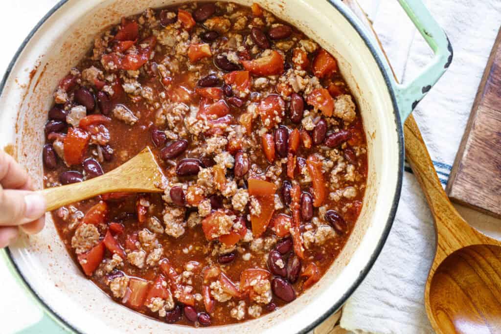 Ground Pork Chili - Cast Iron Skillet Cooking