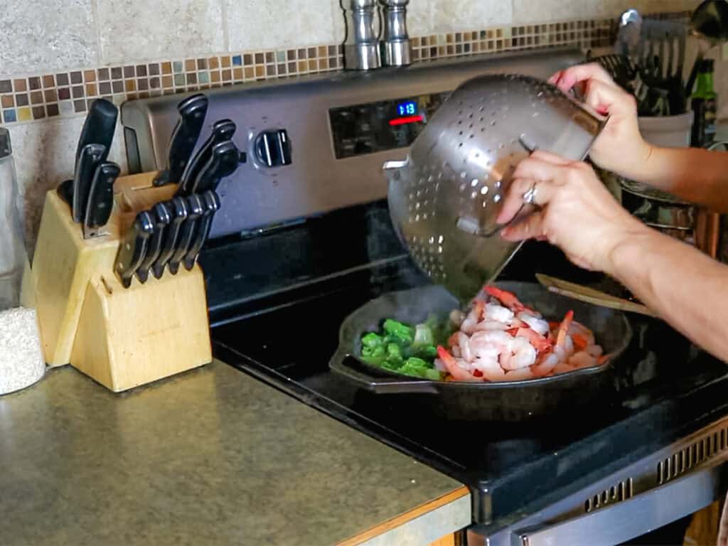 Shrimp and Broccoli Stir Fry - Cast Iron Skillet Cooking